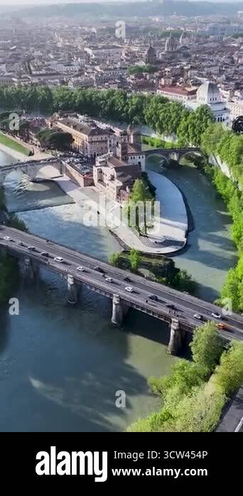 Tiber River At Rome In Lazio Italy. Cultural Heritage. Beautiful ...