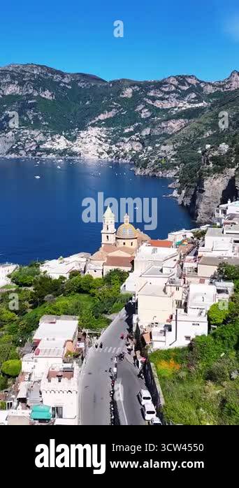 Amalfi Coast At Praiano In Salerno Italy. Beach Landscape. Giant Cliffs ...