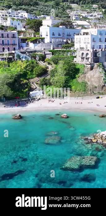 Capri Island At Naples In Campania Italy. Beach Landscape. Giant Cliffs ...