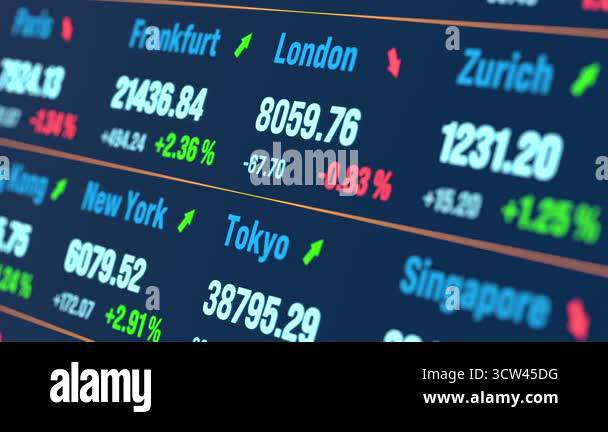 Close up stock market data, trading board, index, equity, prices ...