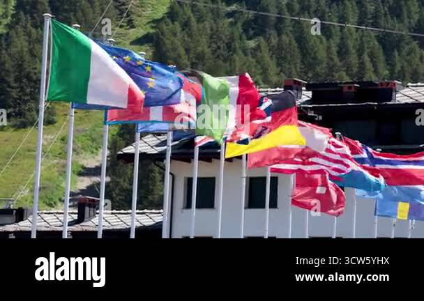 Multiple national flags waving in Stock Videos & Footage - HD and 4K ...