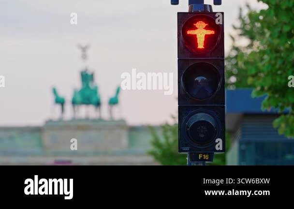 Green and red light to pedestrians on crosswalk famous Ampelmann or ...