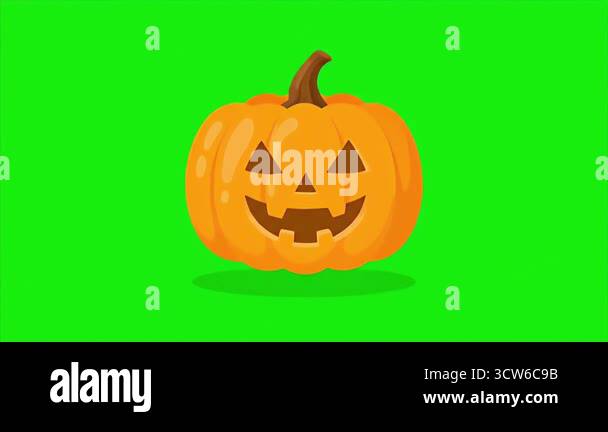 A spooky Halloween jack o lantern pumpkin animation with a green screen ...