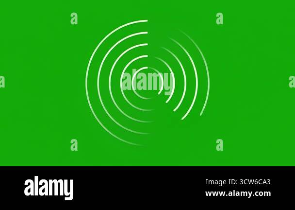 Abstract animation of white concentric circles expanding on a green ...