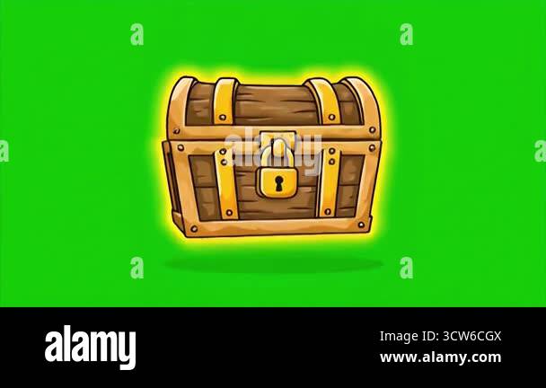 A detailed illustration of a treasure chest with a green background ...