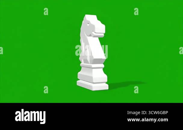 A 3D animation of a white chess knight figure spinning seamlessly. This ...