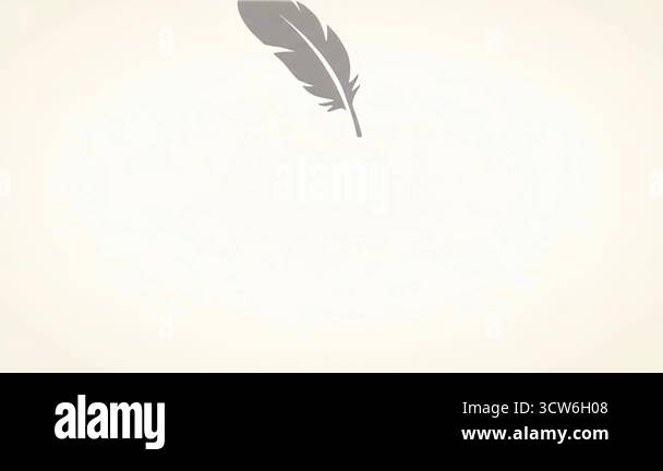 A clean and simple animated loop of a single grey bird feather gently ...