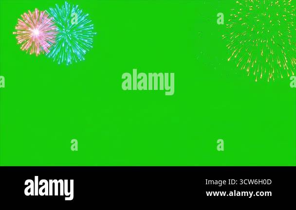 Explosive fireworks on a green screen background, perfect for adding to ...