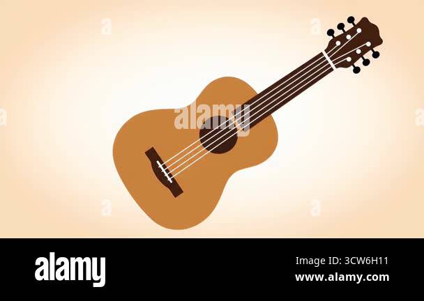 A simple and classic illustration of a brown acoustic guitar, a ...
