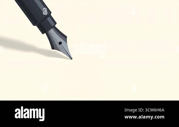 A fountain pen writing a signature on a blank sheet of paper ...