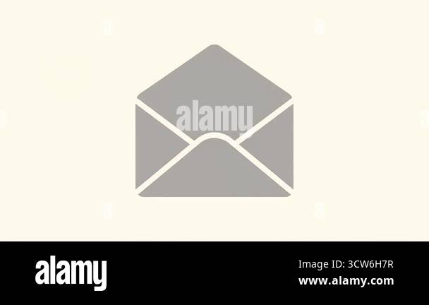 A minimalist animation of a grey envelope icon opening and closing ...