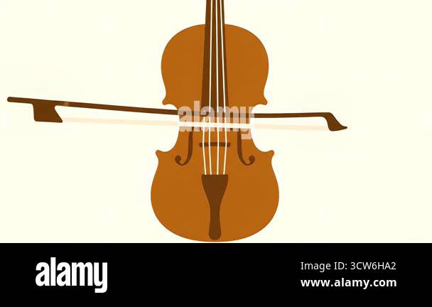A minimalist animation of a cello being played. The bow moves back and ...