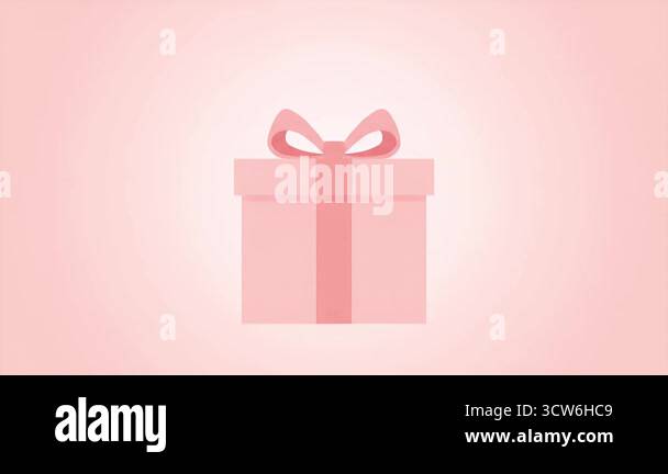 A seamless loop animation of a cute pink gift box with a ribbon opening ...