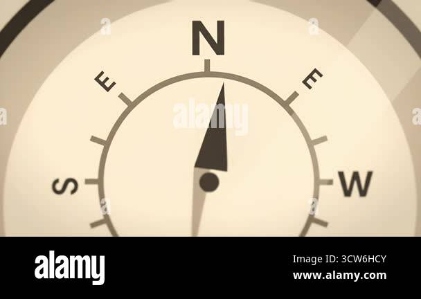 A vintage compass points north, symbolizing direction, guidance, and ...