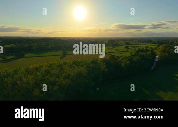 Calmness spreading across countryside with stillness and mindfulness ...