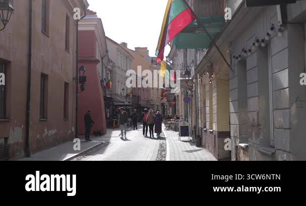 Vilnius, Lithuania - April 26 2025: Passersby on Saviciaus Street ...