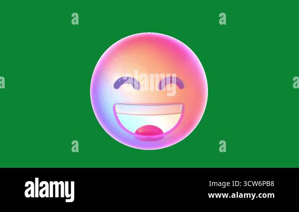 Cute Blinking Happy Face Emoji / Oval Character Animation on Green ...