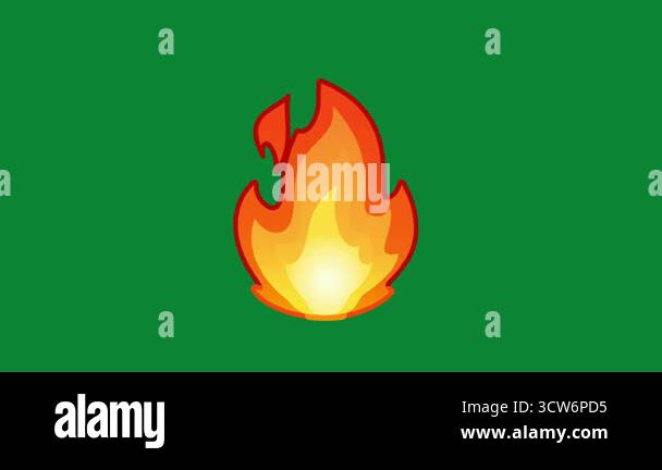 Animated Cartoon Fire Flame on Green Screen Loop Stock Video Footage ...