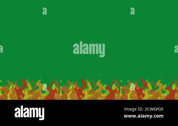 Animated Cartoon Fire Flames Lower Border on Green Screen Loop Stock ...