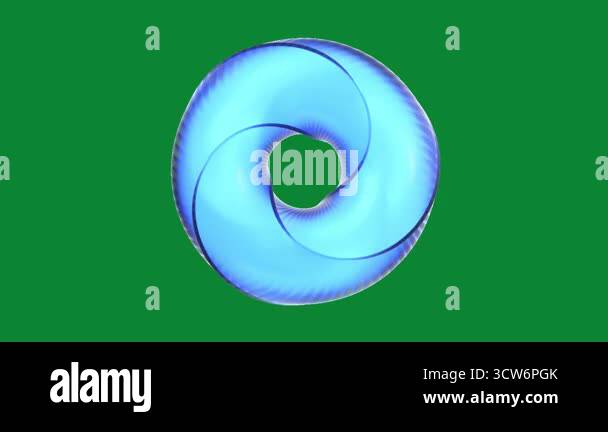 Abstract Blue 3D Torus / Spiral Digital Wave Animation on Green Screen ...