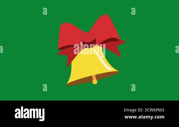 Animated Christmas Bell with Red Ribbon on Green Screen Stock Video ...