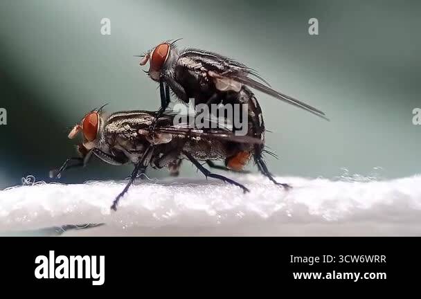 Mating flesh flies (Sarcophagidae) are a species of parasitic fly known ...