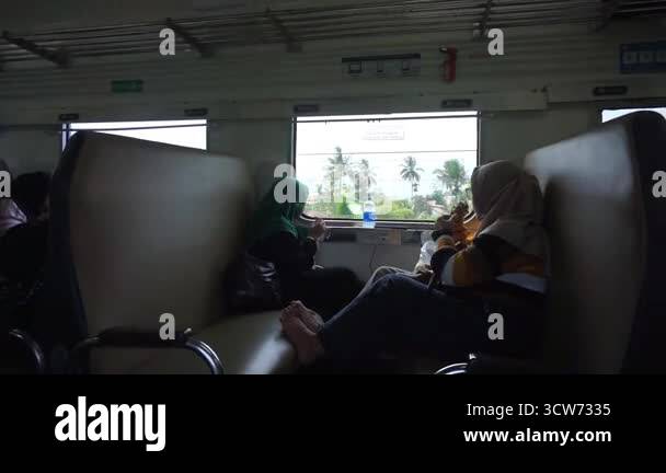 bandung Indonesia - September 25, 2025 Interior of an Indonesian train ...
