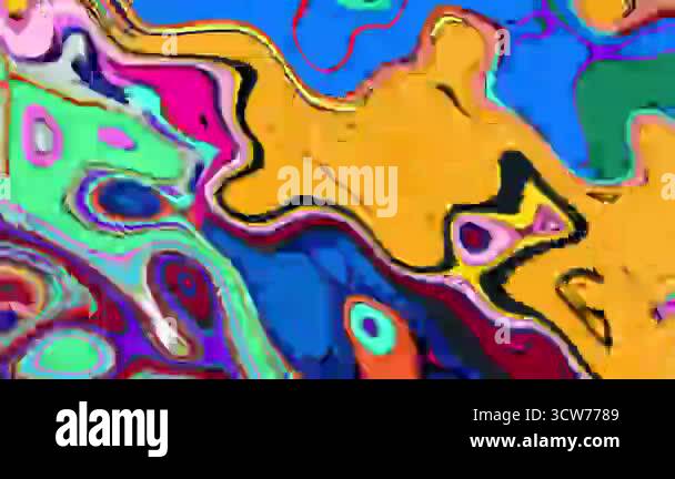 psychedelic background. bright, flowing waves with pixels Stock Video ...