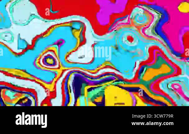 rendering, psychedelic paint liquid with pixels Stock Video Footage - Alamy