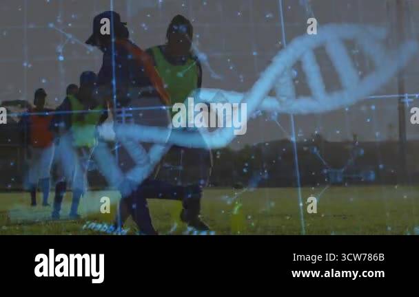 Female soccer players dribbling and passing ball in training as DNA ...