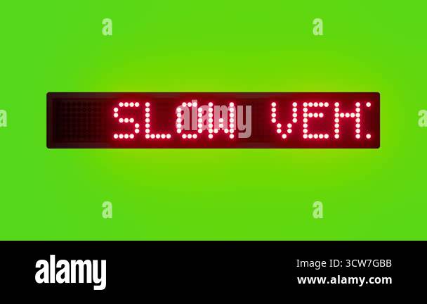 SLOW VEHICLES KEEP TO THE LEFT LANE Scrolling Red Dot Matrix LED Text ...