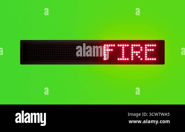 FIRE EXTINGUISHER Scrolling Red Dot Matrix LED Text Animation on Green ...