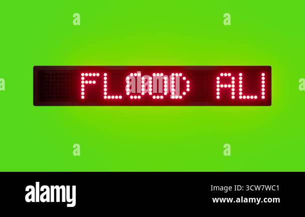 FLOOD ALERT MOVE TO HIGHER GROUND IMMEDIATELY Scrolling Red Dot Matrix ...