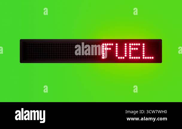 FUEL STORAGE Scrolling Red Dot Matrix LED Text Animation on Green ...