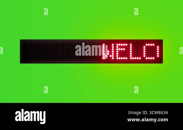 WELCOME TO VIETNAM Scrolling Red Dot Matrix LED Text Animation on Green ...