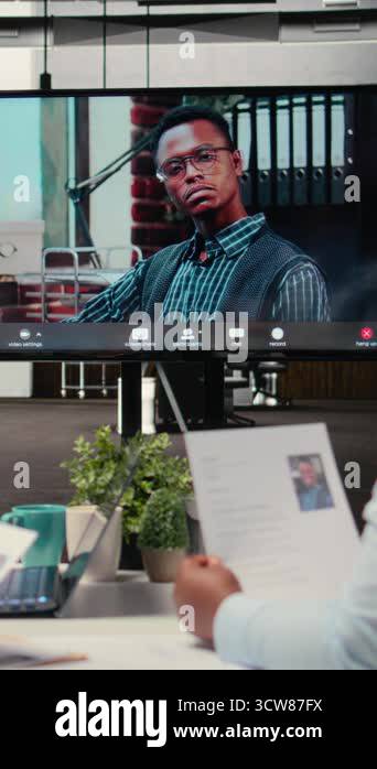 Vertical Video Recruiters conducting an online video interview with a ...
