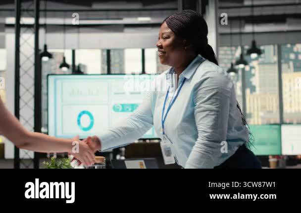 Female recruiter conducting interview with african american applicant ...