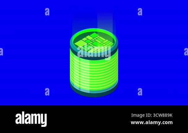Isometric database animation. Isometric futuristic server. Big data ...