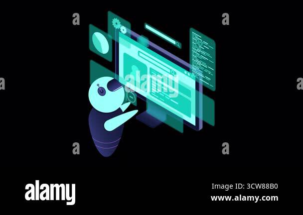 Isometric seo analysis animation. Search engine optimization analysis ...