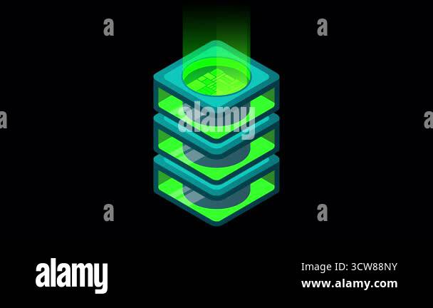 Isometric database animation. Isometric futuristic server. Big data isometric. Cloud computing ...
