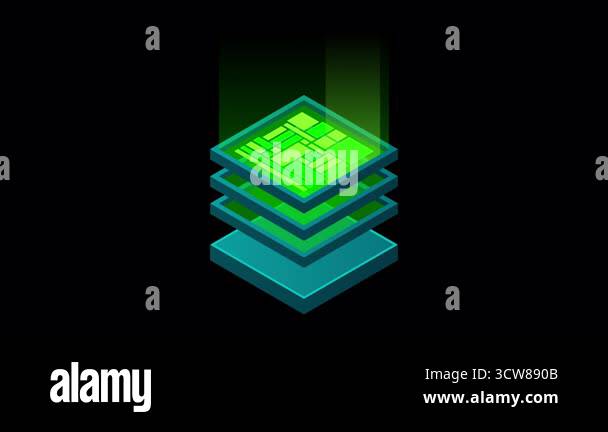 Isometric database animation. Isometric futuristic server. Big data isometric. Cloud computing ...