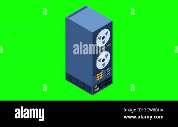 Server rack animation. Isometric server. Server network equipment ...