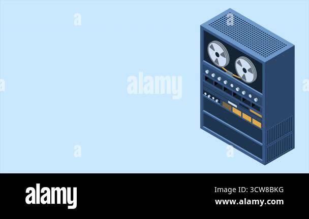 Server rack animation. Isometric server. Server network equipment ...
