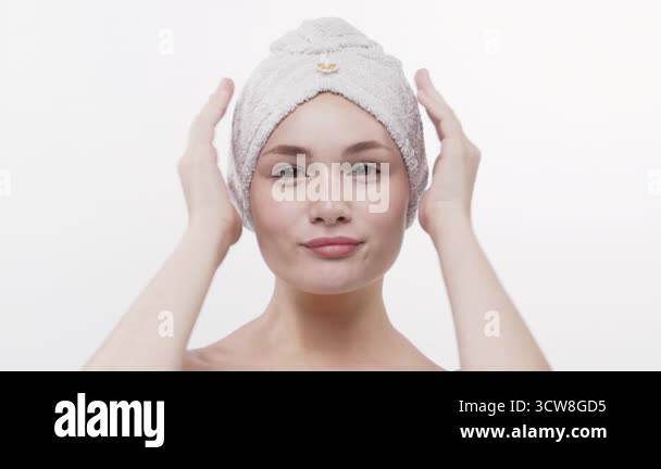 Woman towel wrapped around head Stock Videos & Footage - HD and 4K ...