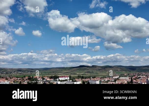 Sibiu UNESCO city old town architecture with traditional red tile ...