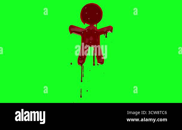 Human shape with scary blood drops effect on green screen background ...