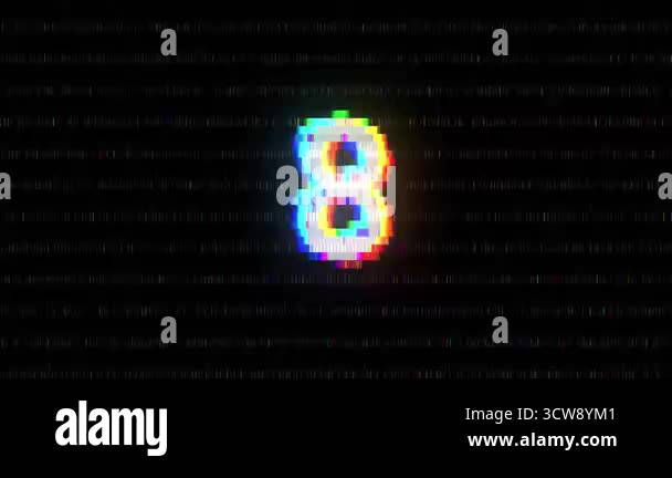 Glitch countdown timer animation with digital distortion effects. High ...