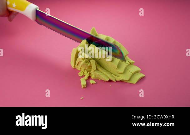 Very Satisfying and Relaxing Kinetic Sand ASMR video. Cutting anti ...