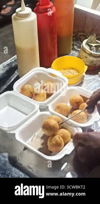 Popular Japanese street food takoyaki, delicious octopus balls topped ...
