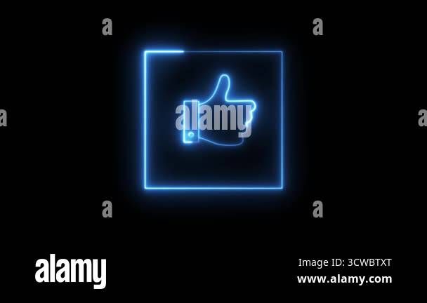 A looping abstract animation of six glowing neon thumbs up icons in ...